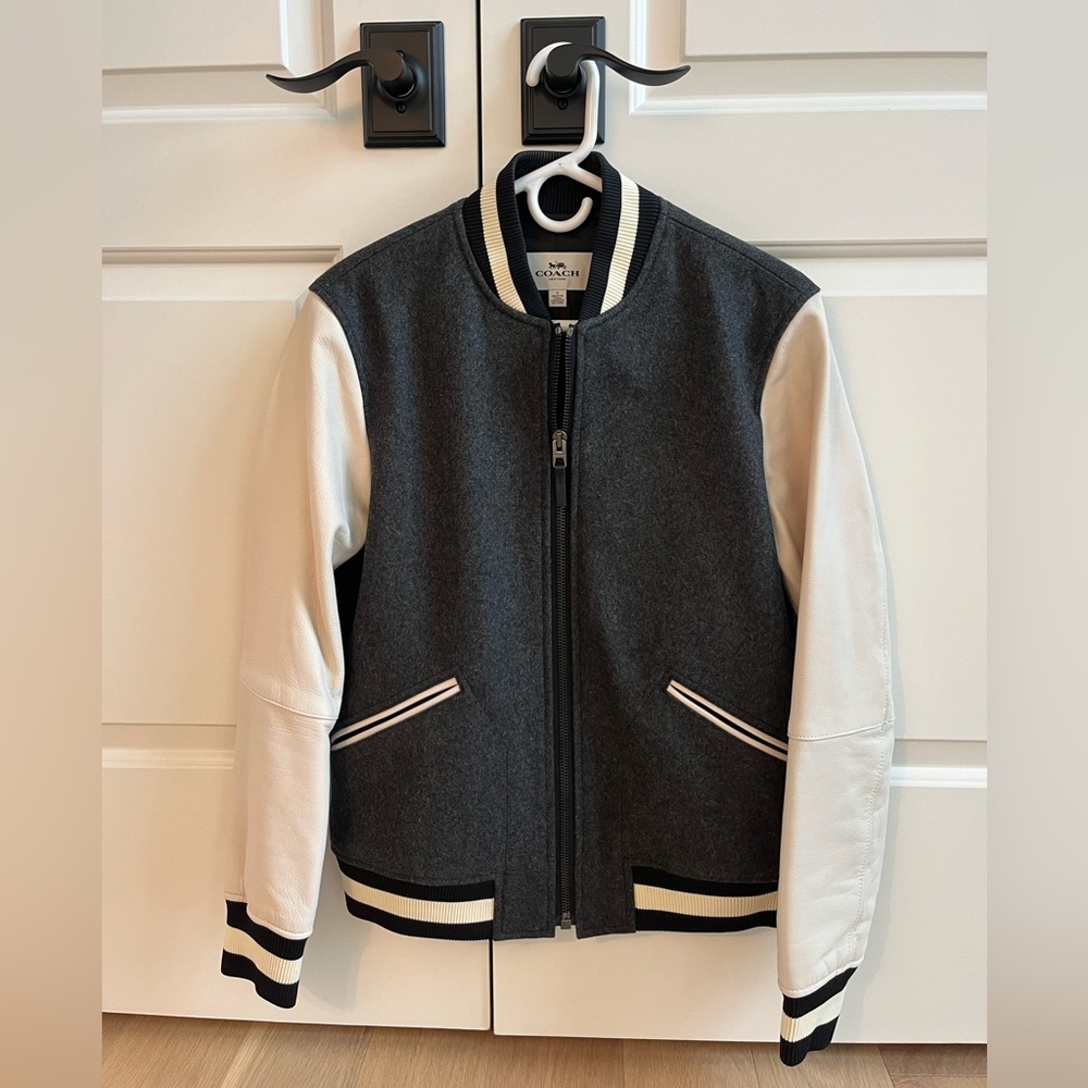 Men’s Coach Wool Leather Varsity Jacket - Gem
